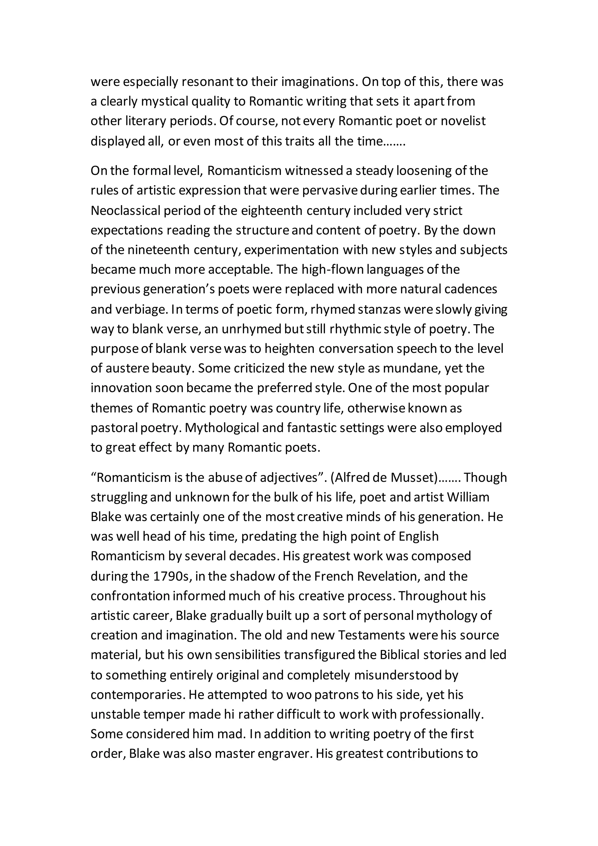 Romanticism history | DOCX