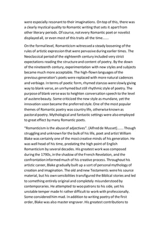 Romanticism history | DOCX | Poetry | Books and Literature