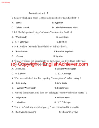 Romanticism test 2 pdf w | PDF