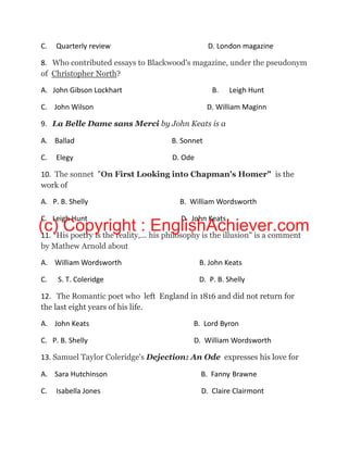 Romanticism test 2 pdf w | PDF