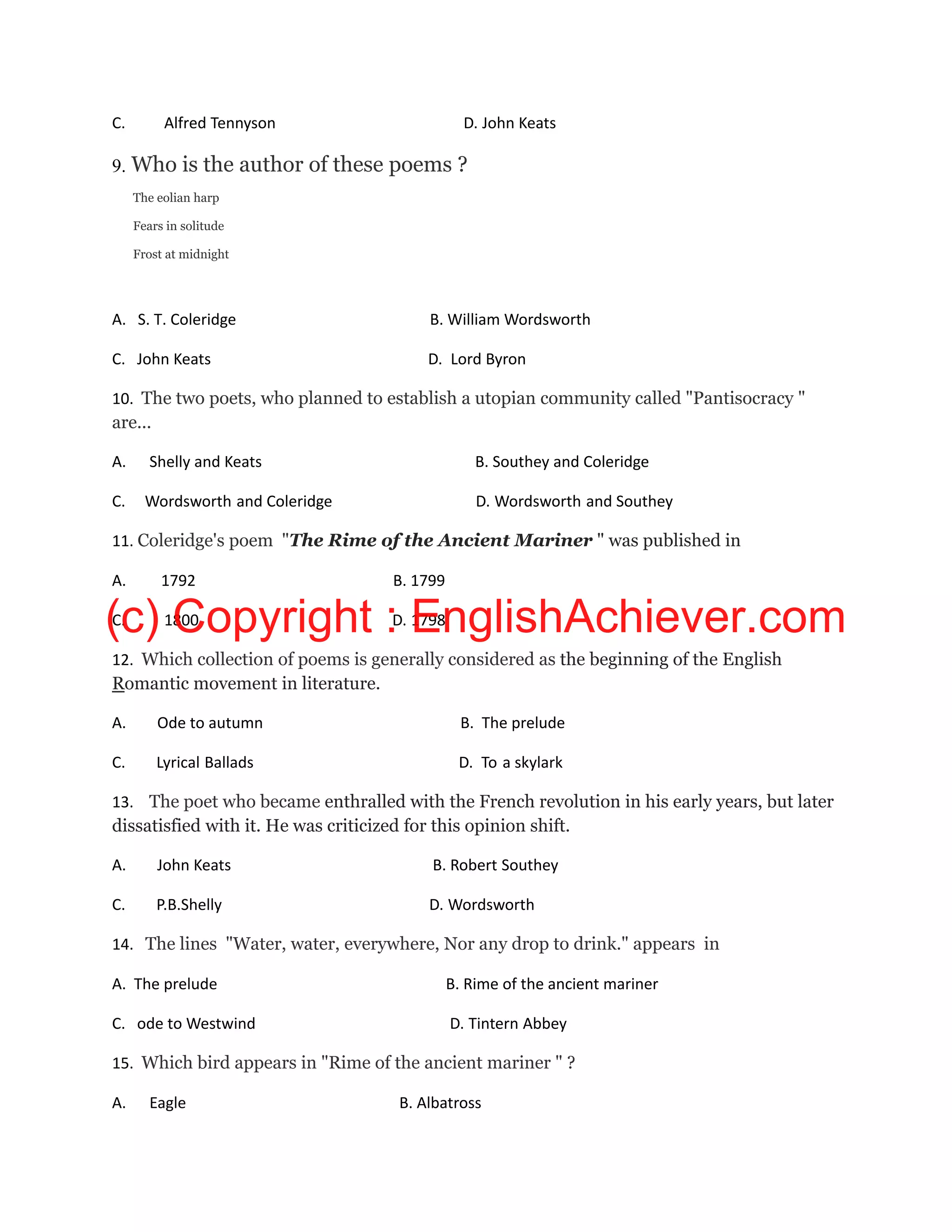 Romanticism test 1 w | PDF