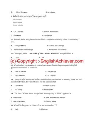 Romanticism test 1 w | PDF