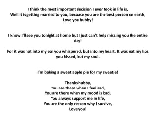 Romantic text messages for husband | PPTX