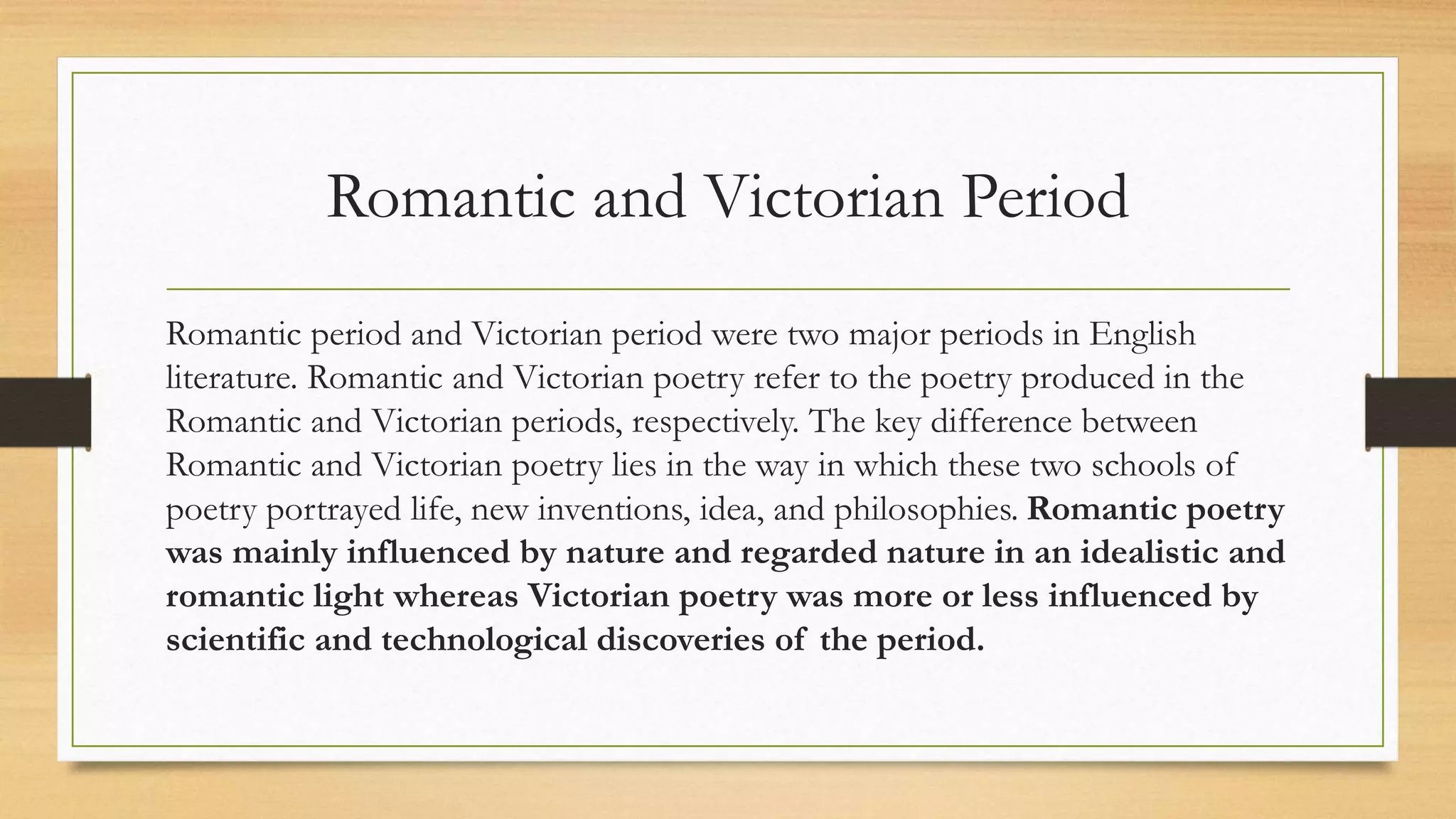 Romantic vs victorian poetry | PPTX