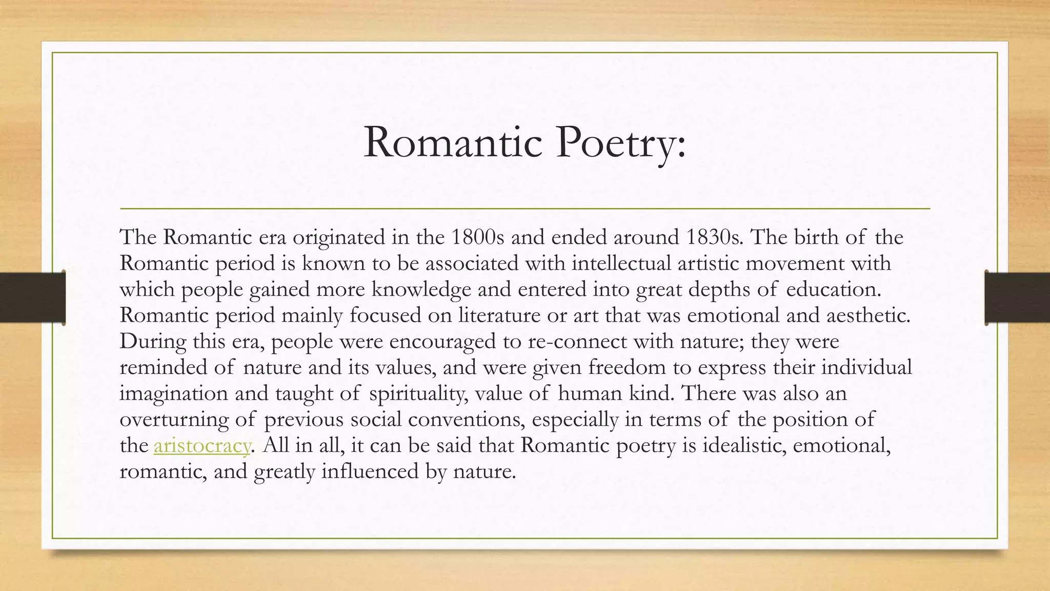 Romantic vs victorian poetry | PPTX