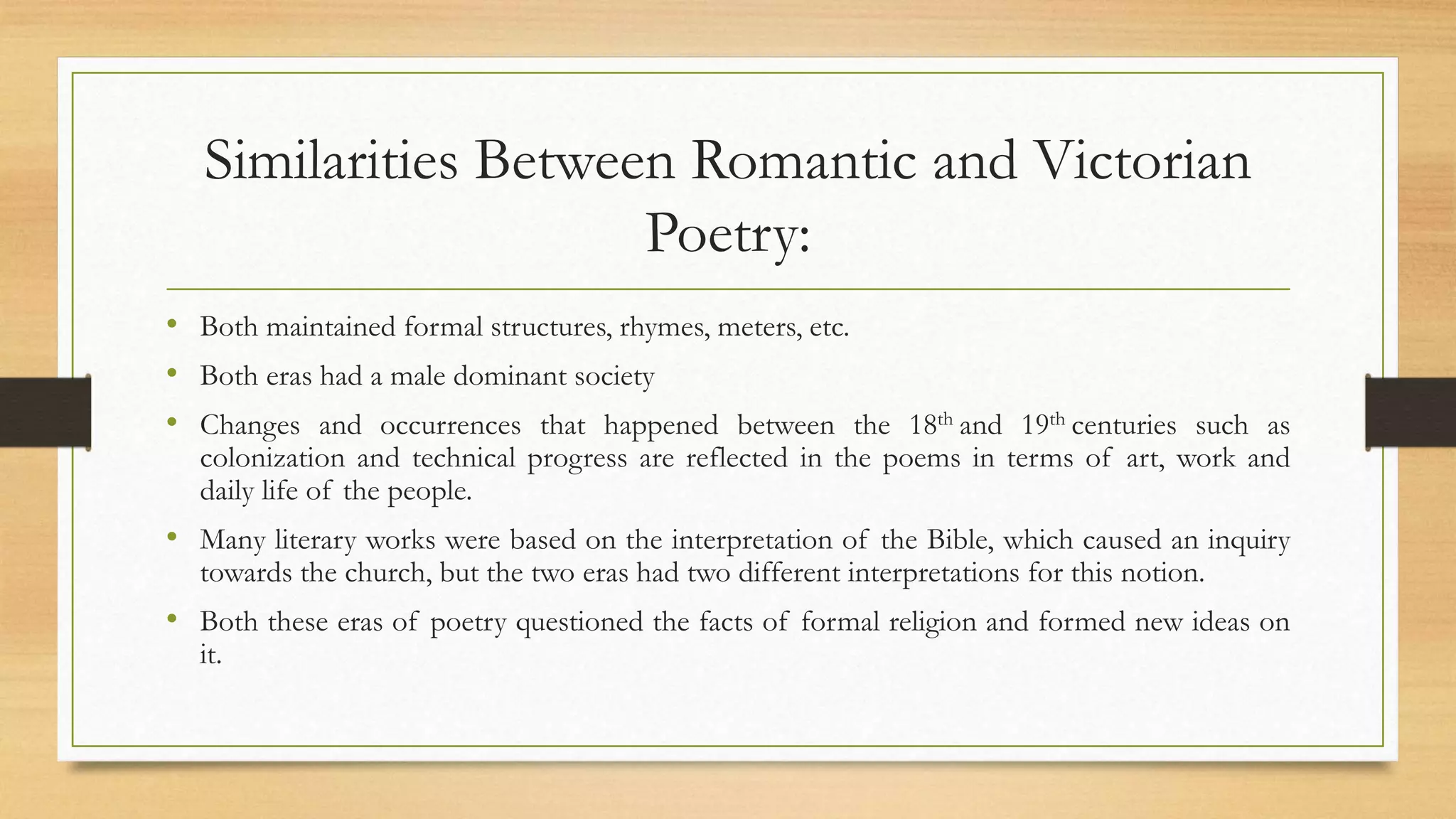 Romantic vs victorian poetry | PPTX