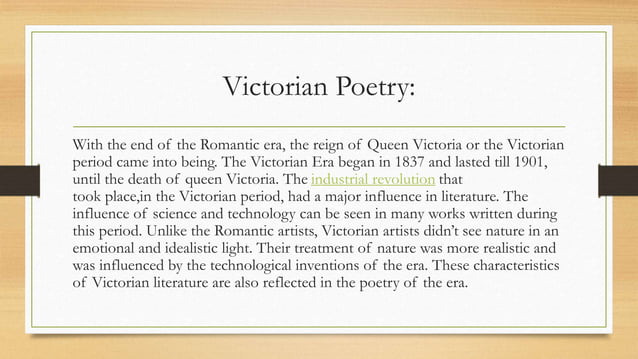 Romantic vs victorian poetry | PPTX