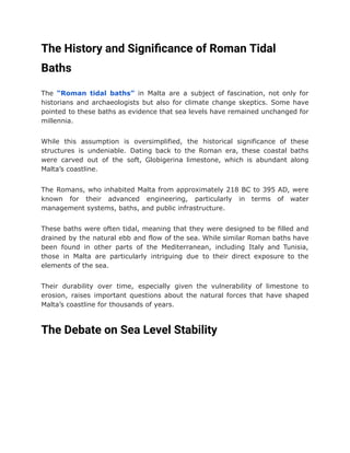 Sea Level Changes and the Roman Tidal Baths of Malta | PDF