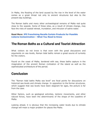 Sea Level Changes and the Roman Tidal Baths of Malta | PDF