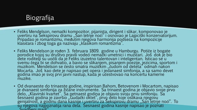 Romantizam u muzici (Robert Šuman, Franc Šubert, Feliks Mendelson) | PPTX