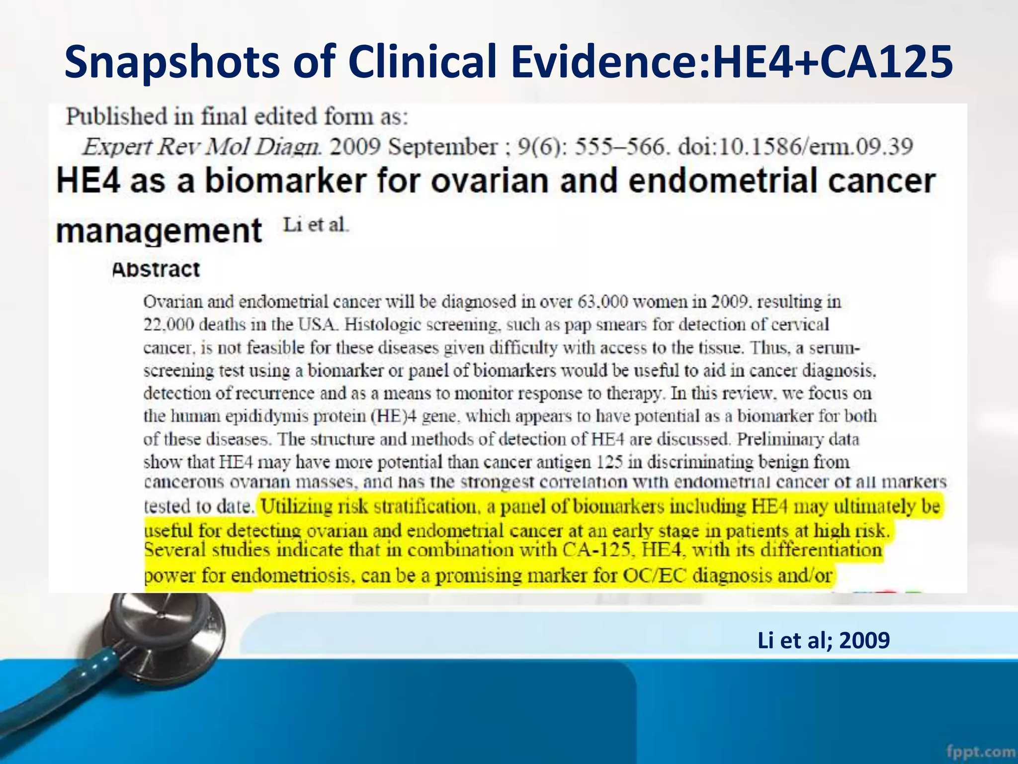 ROMA (Risk of Ovarian Malignancy Algorithm) | PPTX