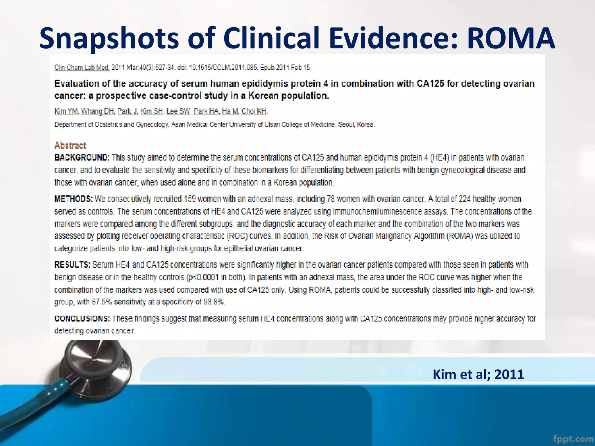 ROMA (Risk of Ovarian Malignancy Algorithm) | PPTX