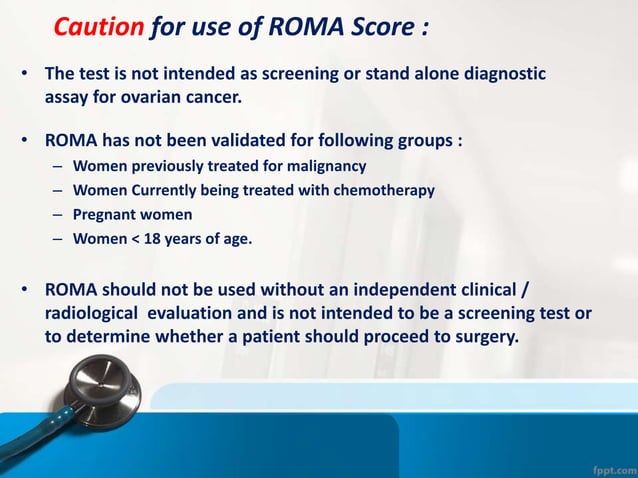 ROMA (Risk of Ovarian Malignancy Algorithm) | PPTX