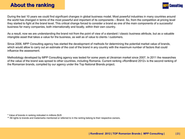 RomBrand 2012 - TOP 50 Romanian Brands | PPT