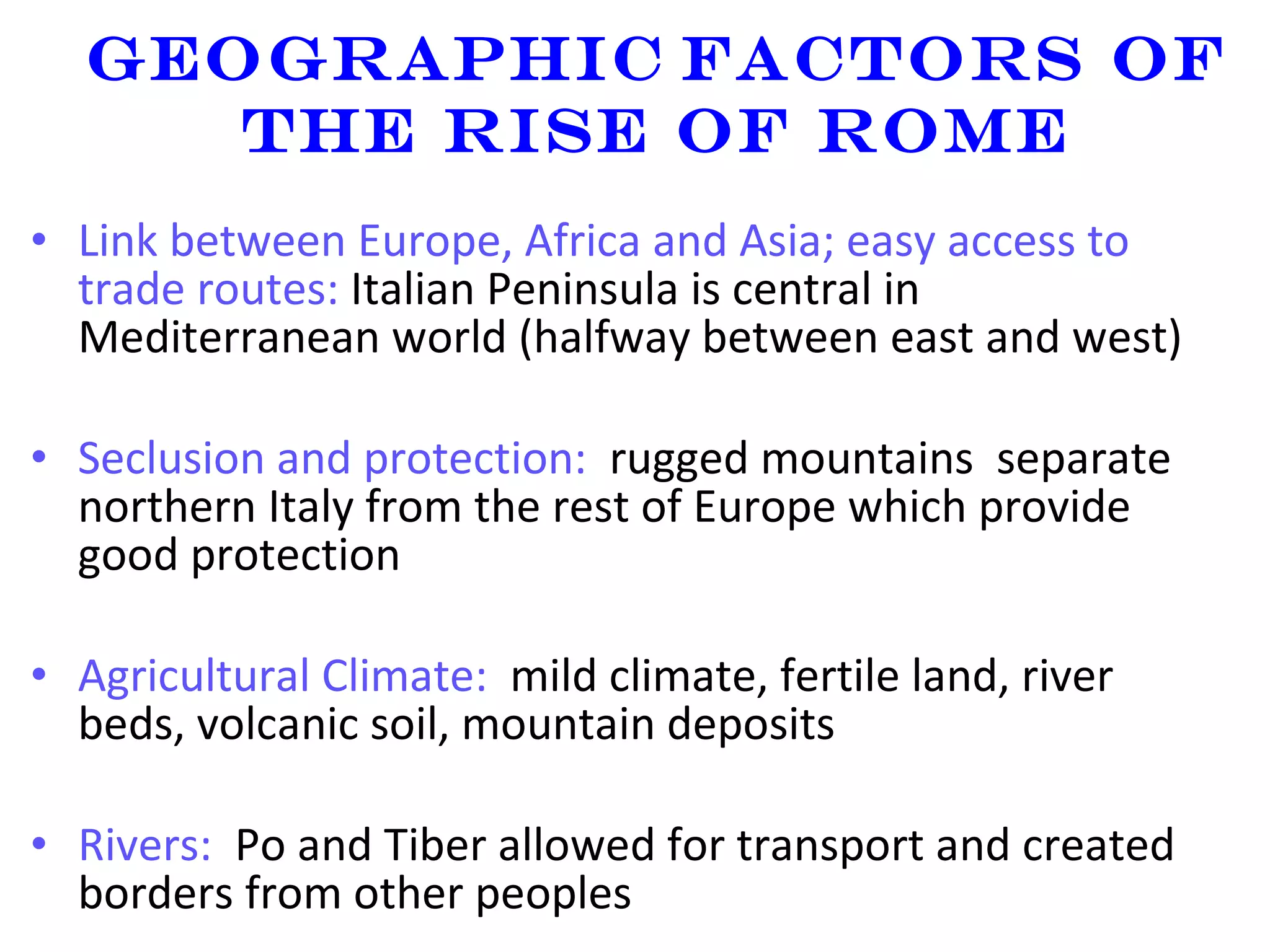 Rome intro, geography, etruscans | PPT | Geography | Science