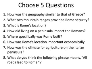 Rome Lesson 1 - Geography and Economics | PPTX | Geography | Science
