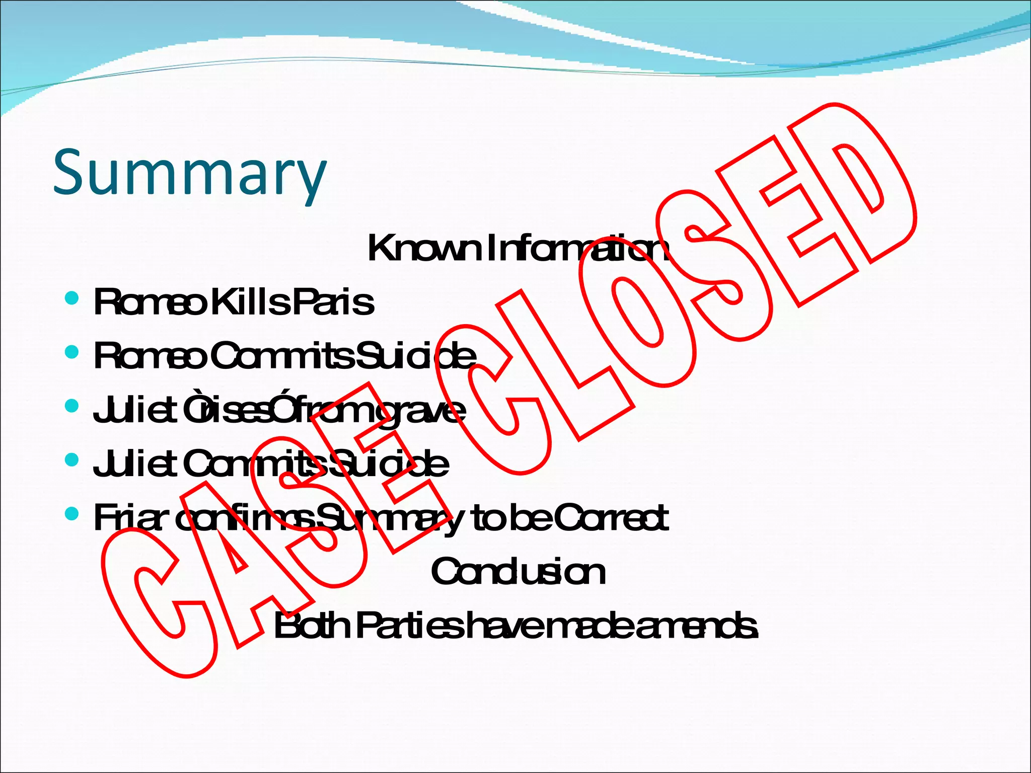 Romeo And Juliet Medical Journal | PPT