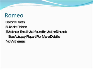 Romeo And Juliet Medical Journal | PPT