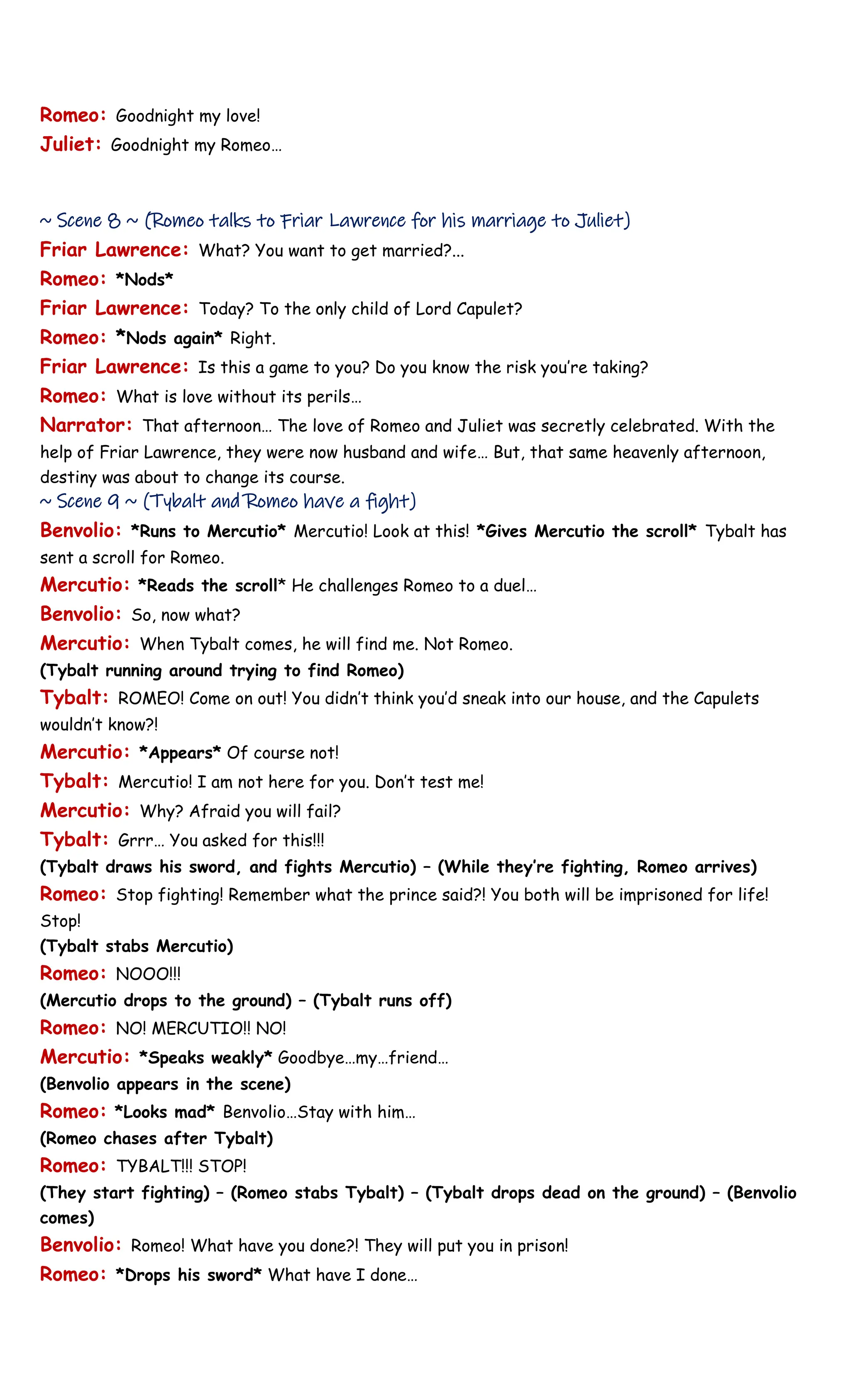 Romeo-And-Juliet-Script-G9.docx | Romance | Genres