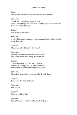 William Shakespeare Romeo And Juliet Script