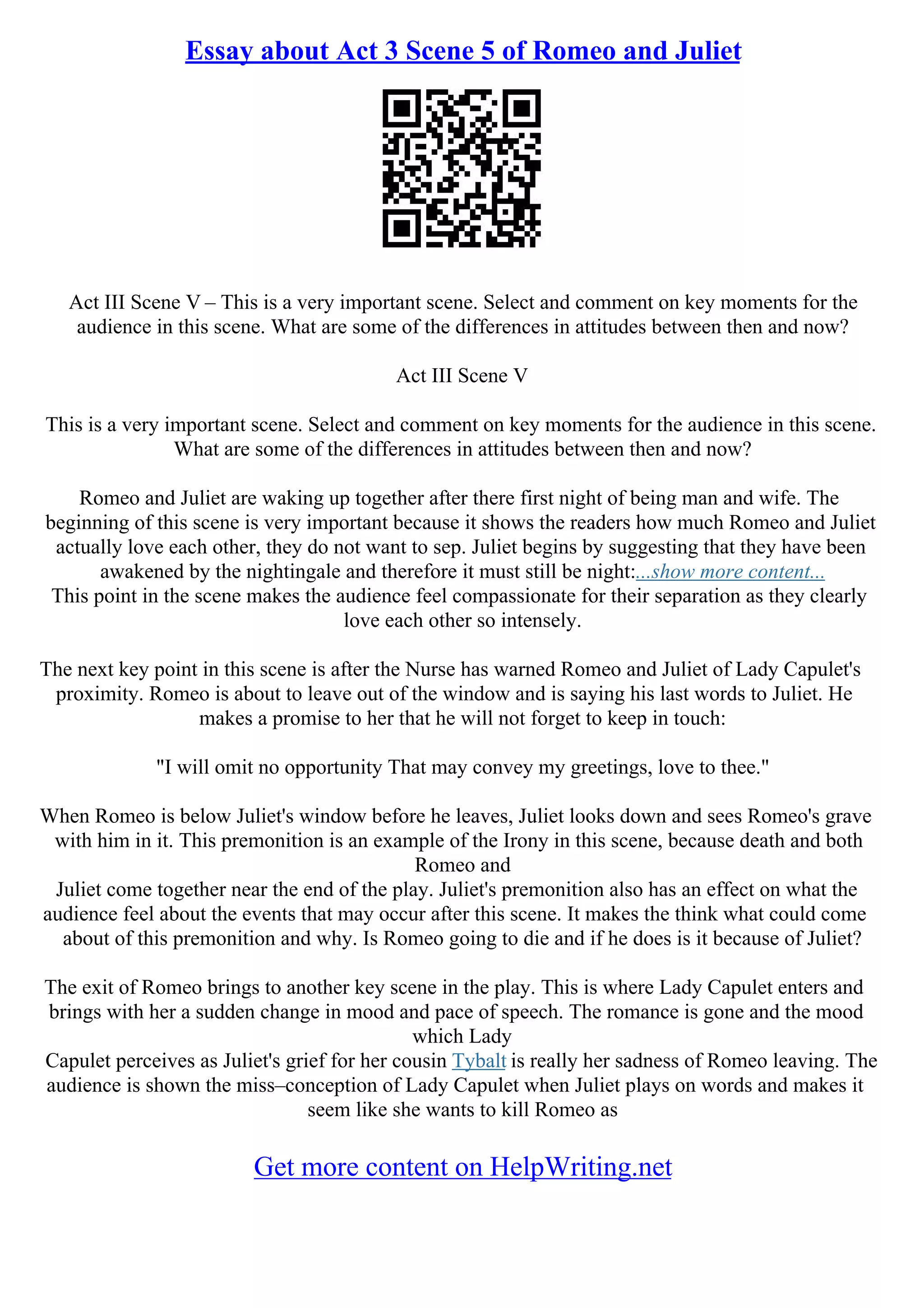 Romeo And Juliet 5 Paragraph Essay | PDF | Parenting Teens | Parenting