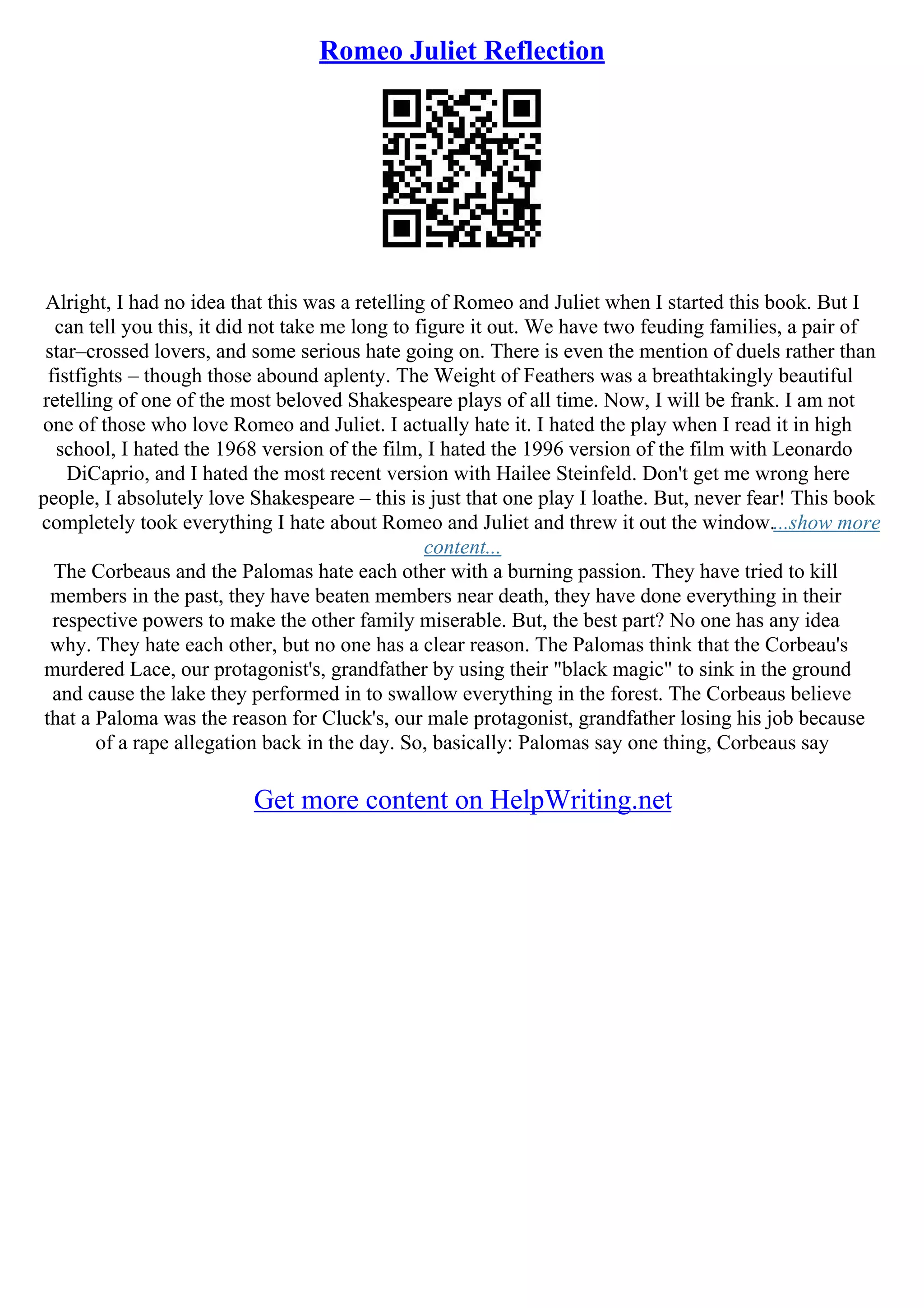 Romeo And Juliet 5 Paragraph Essay | PDF | Parenting Teens | Parenting
