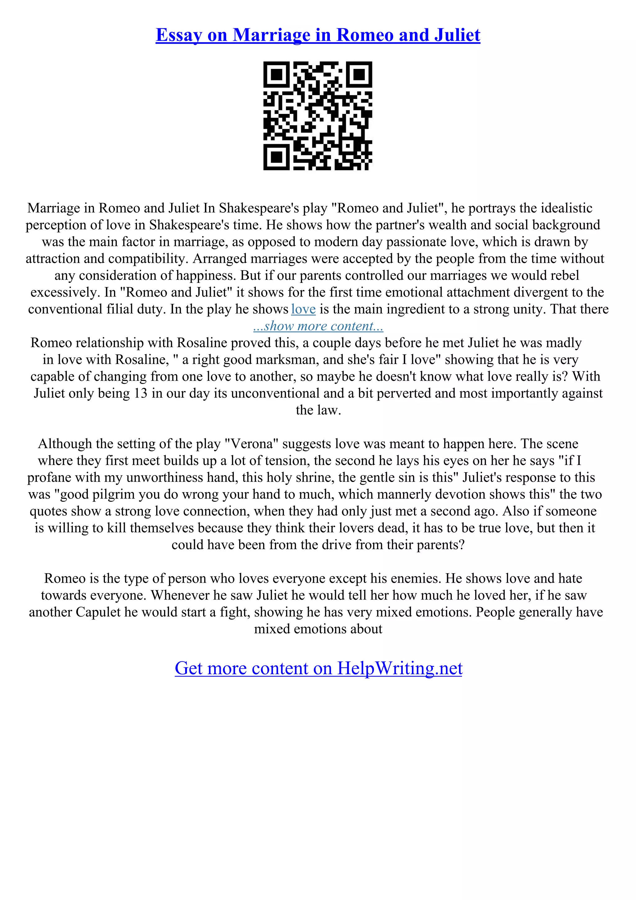 Romeo And Juliet 5 Paragraph Essay | PDF | Parenting Teens | Parenting