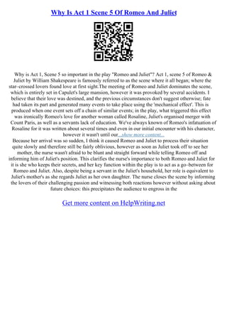Romeo And Juliet Act 1 Scene 5 Essay | PDF