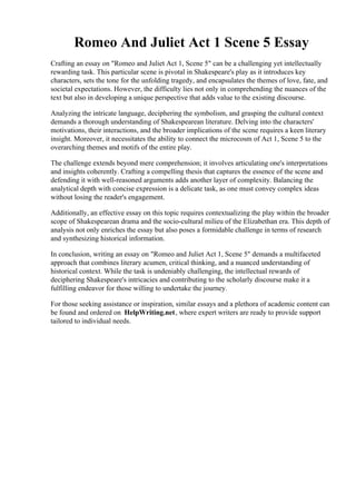Romeo And Juliet Act 1 Scene 5 Essay | PDF