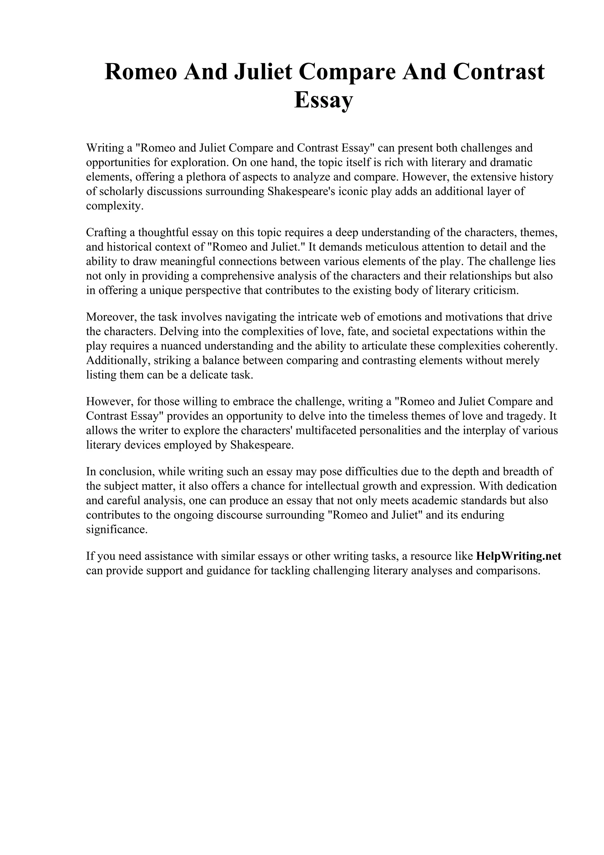 Romeo And Juliet Compare And Contrast Essay.pdf