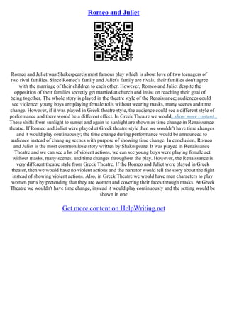 Romeo And Juliet English Essay | PDF