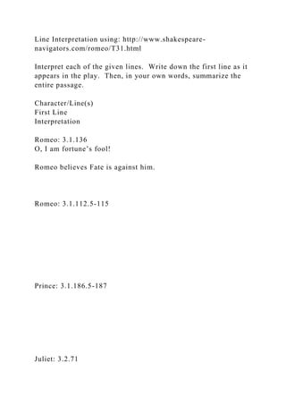 Romeo and Juliet English IAct I Line InterpretationInterpr.docx