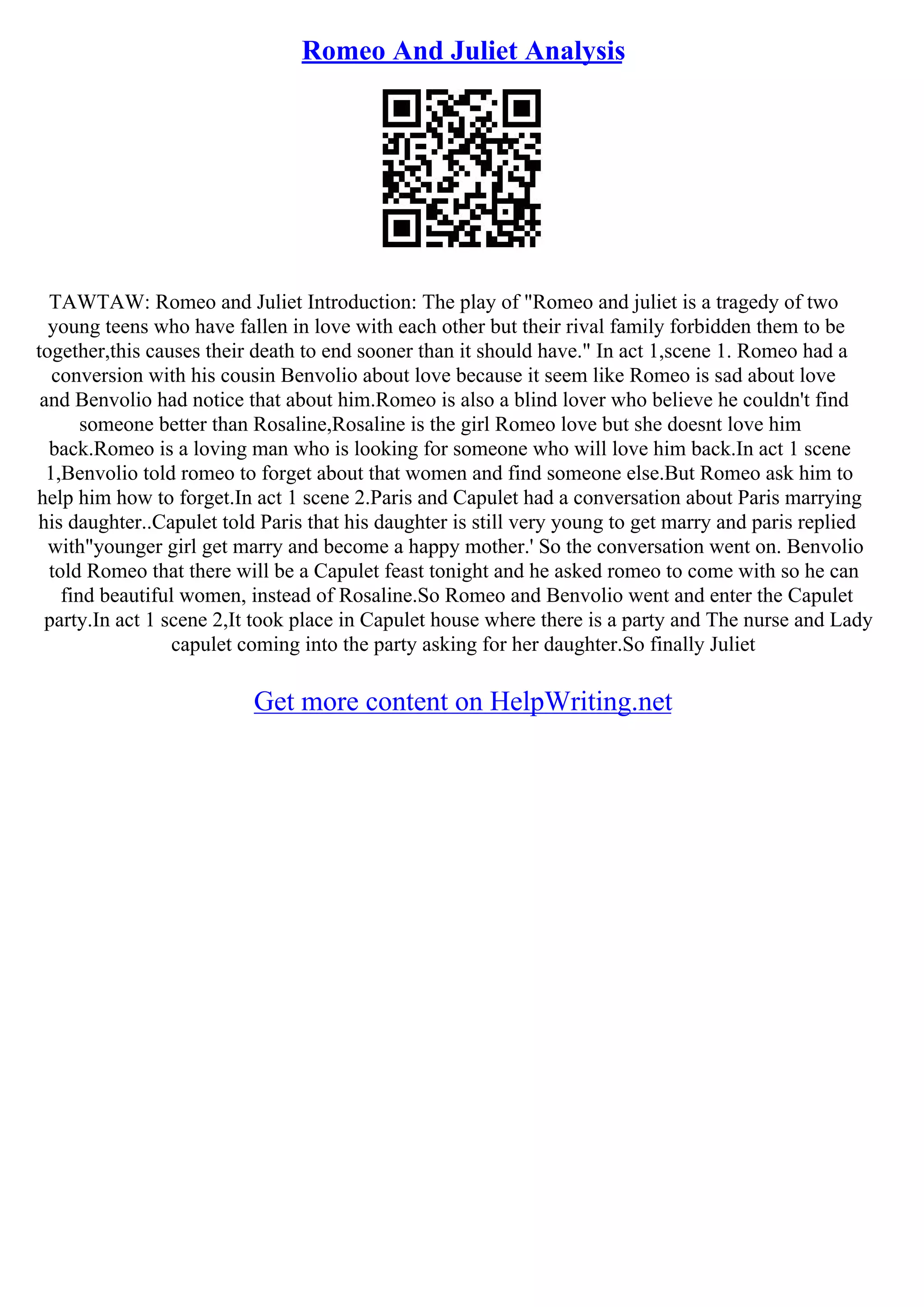 Romeo And Juliet Introduction Essay | PDF