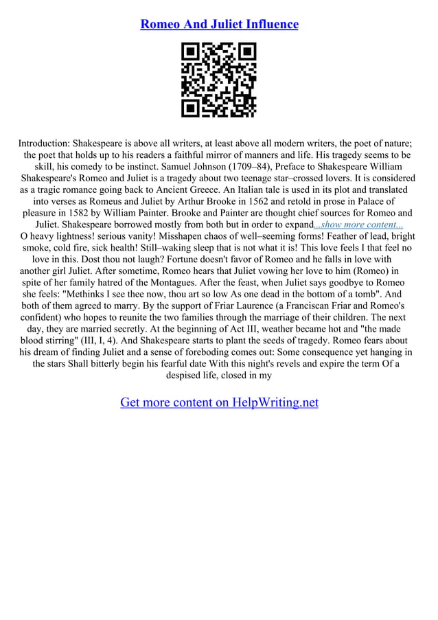 Romeo And Juliet Introduction Essay | PDF
