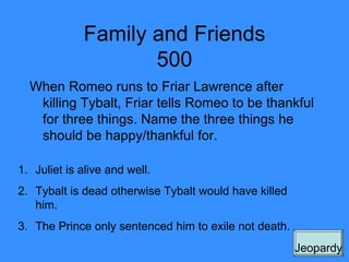 Romeo and juliet jeopardy | PPT