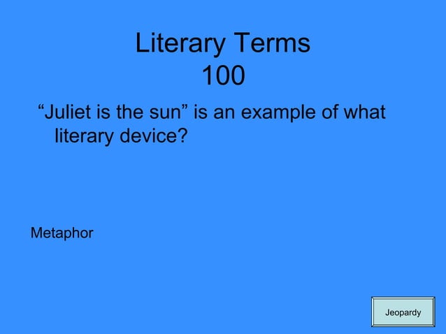 Romeo and juliet jeopardy | PPT