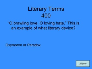 Romeo and juliet jeopardy | PPT