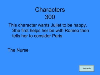Romeo and juliet jeopardy | PPT