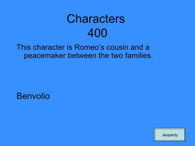 Romeo and juliet jeopardy | PPT