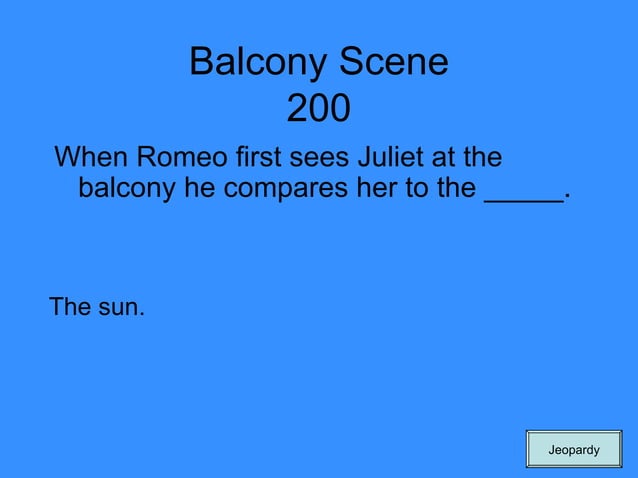 Romeo and juliet jeopardy | PPT