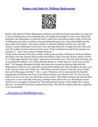 Shakespeare Romeo And Juliet Love Quotes