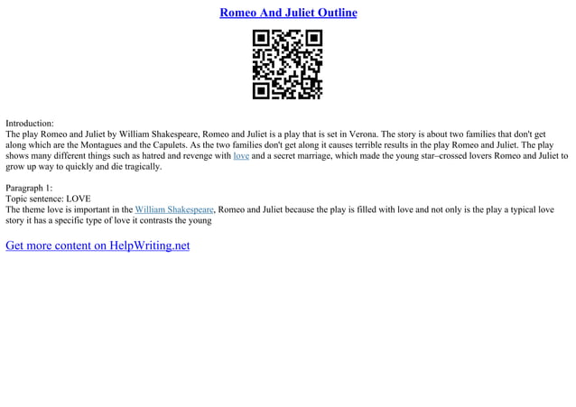 Romeo And Juliet Outline | PPT | Free Download