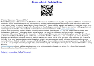 Romeo And Juliet Outline | PDF