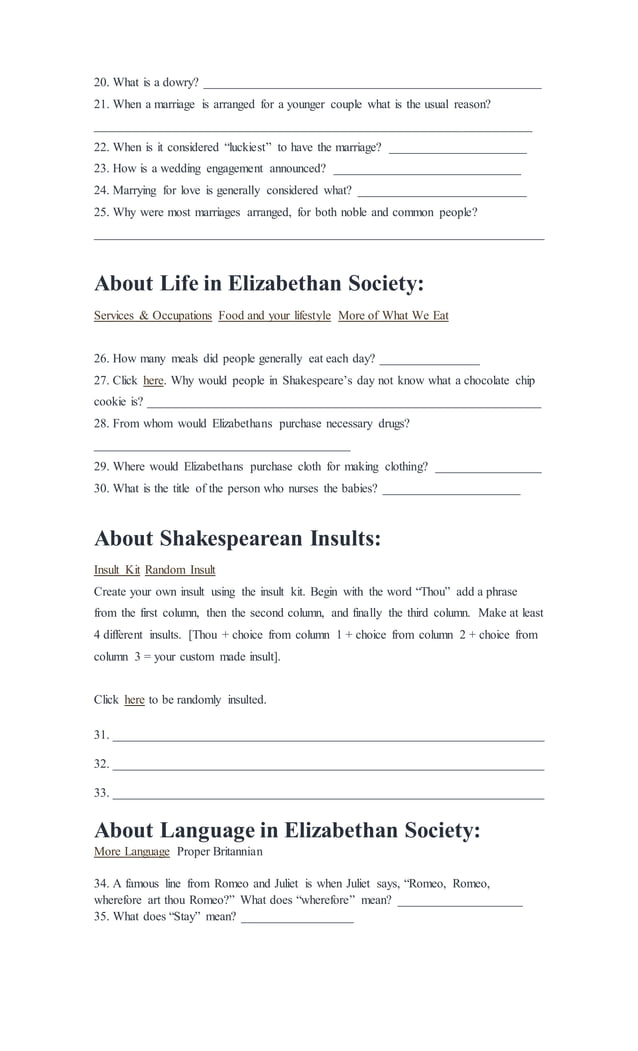 Romeo and juliet webquest | PDF