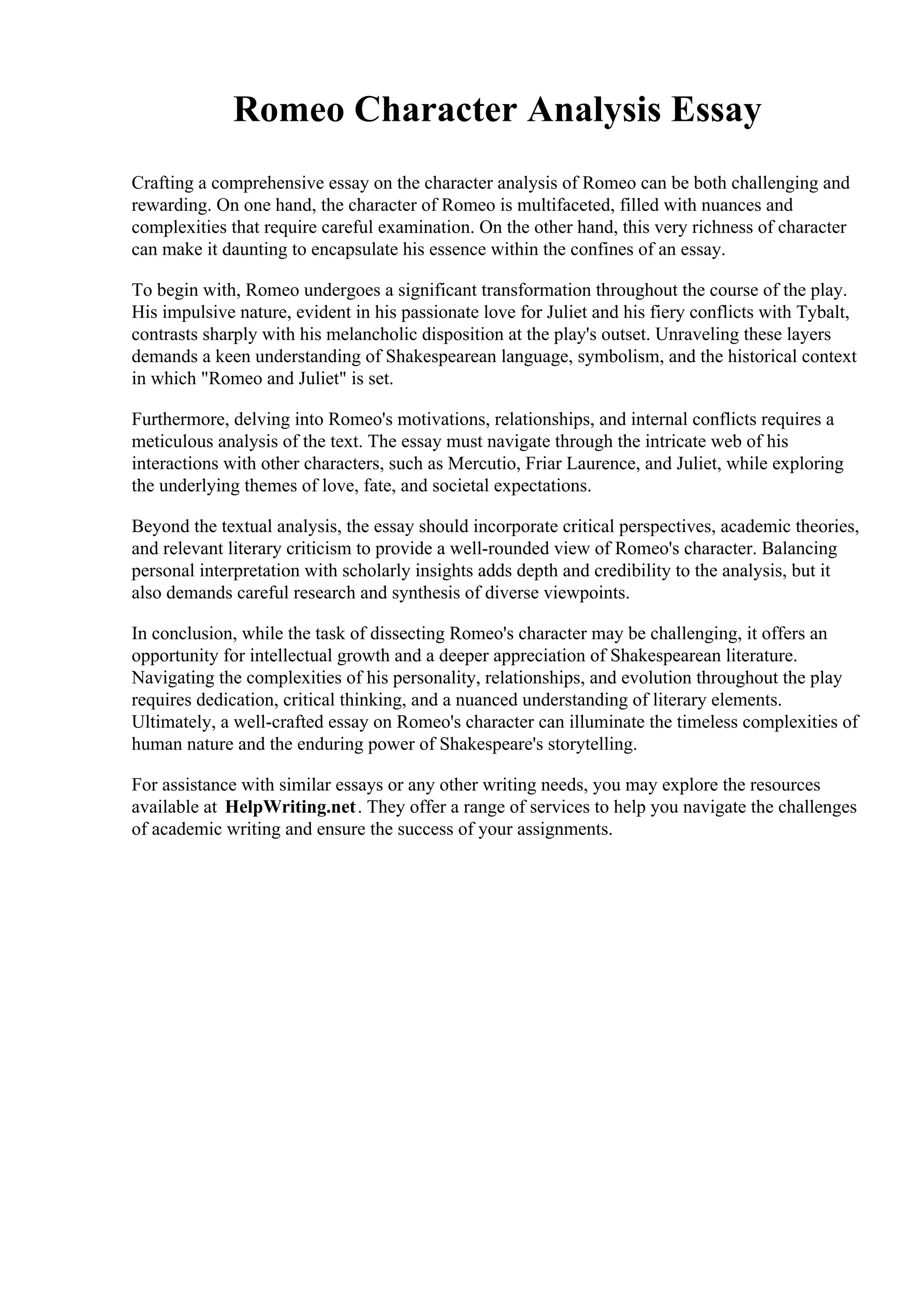 Romeo Character Analysis Essay.pdf