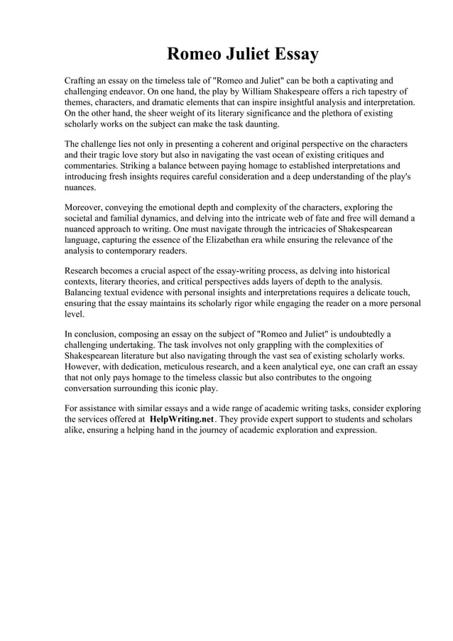 Romeo Juliet Essay. Romeo and Juliet Essays GradeSaver - How to Write ...