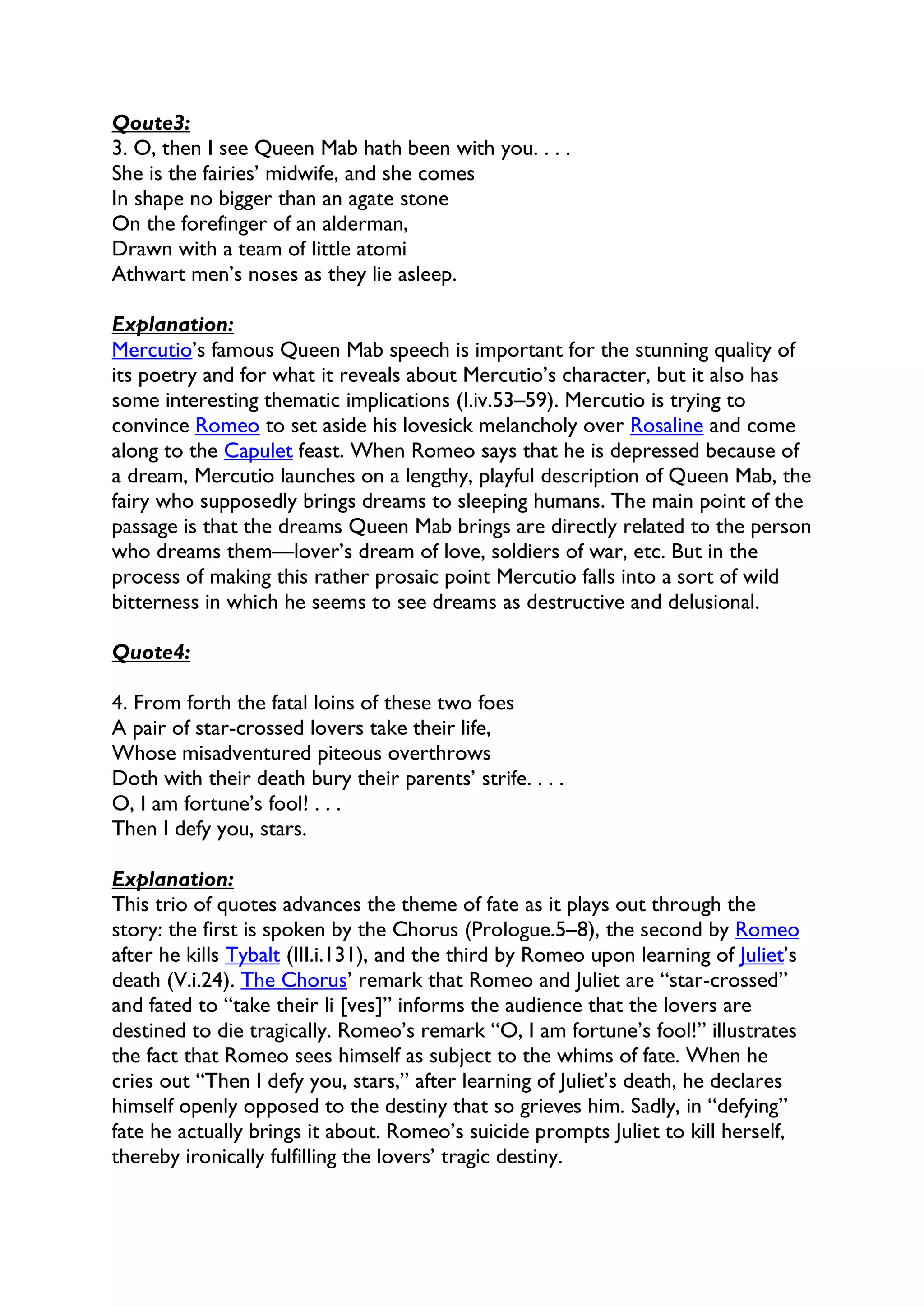 Romeo & juliet important quotes explained | DOCX