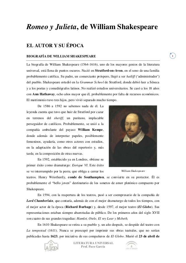 Romeo y julieta, de william shakespeare Romeo y julieta, de william shakespeare