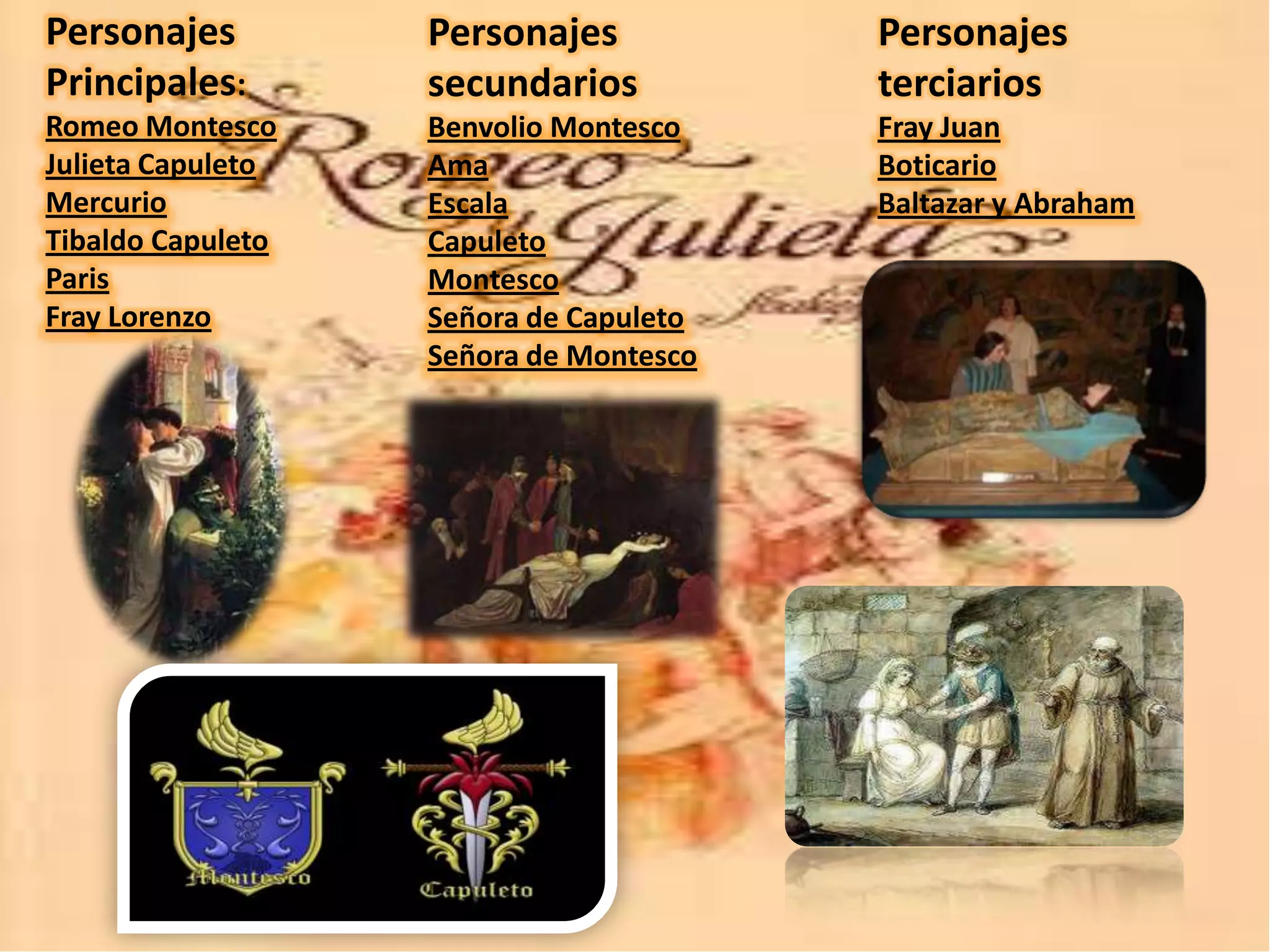 Romeo y julieta personajes | PPTX | Romance | Genres