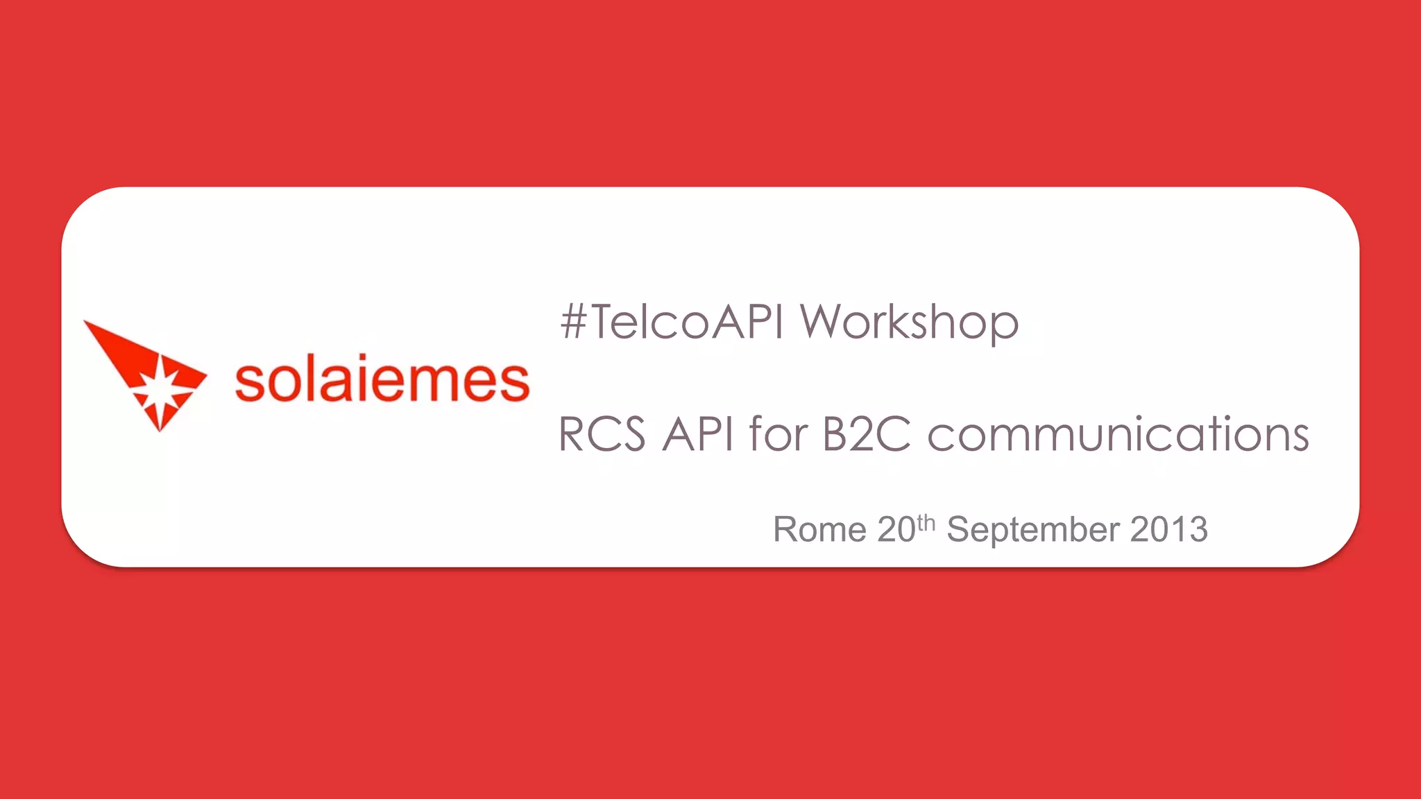 Solaiemes Telco API Workshop | PPT